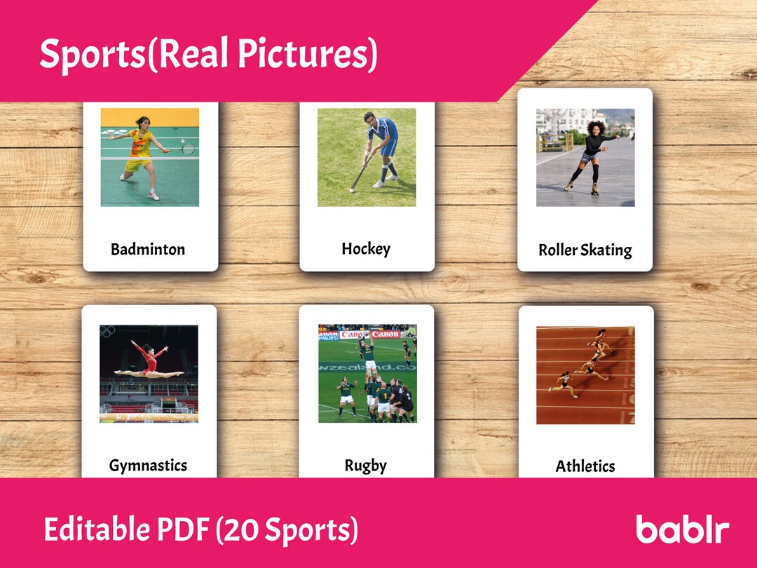 Sports (real Pictures) • Editable Montessori Cards • PDF Printable ...