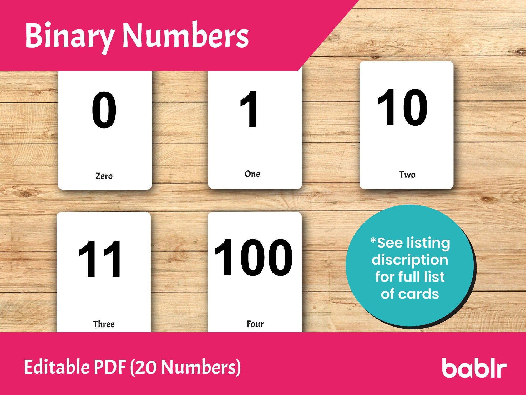 Binary Numbers • Editable Montessori Cards • PDF Printable Toddler ...