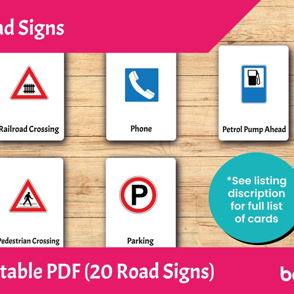 Road Sign Flashcards Printable - Etsy
