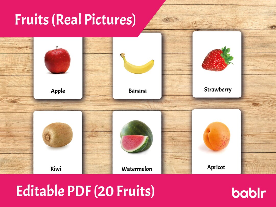 Fruits (real Pictures) • Editable Montessori Cards • PDF Printable ...