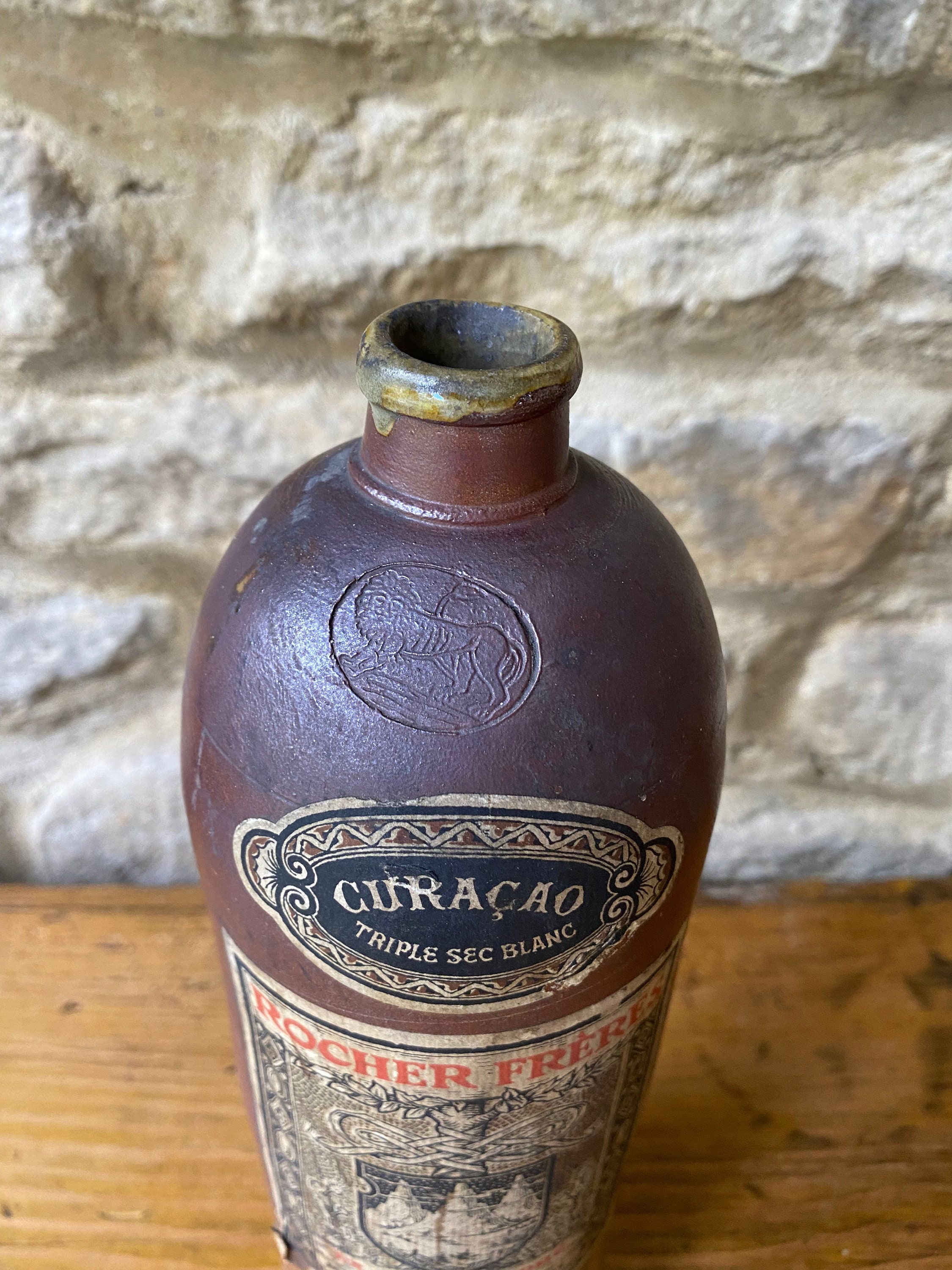 Vintage French Stoneware Liquor Bottle - Etsy