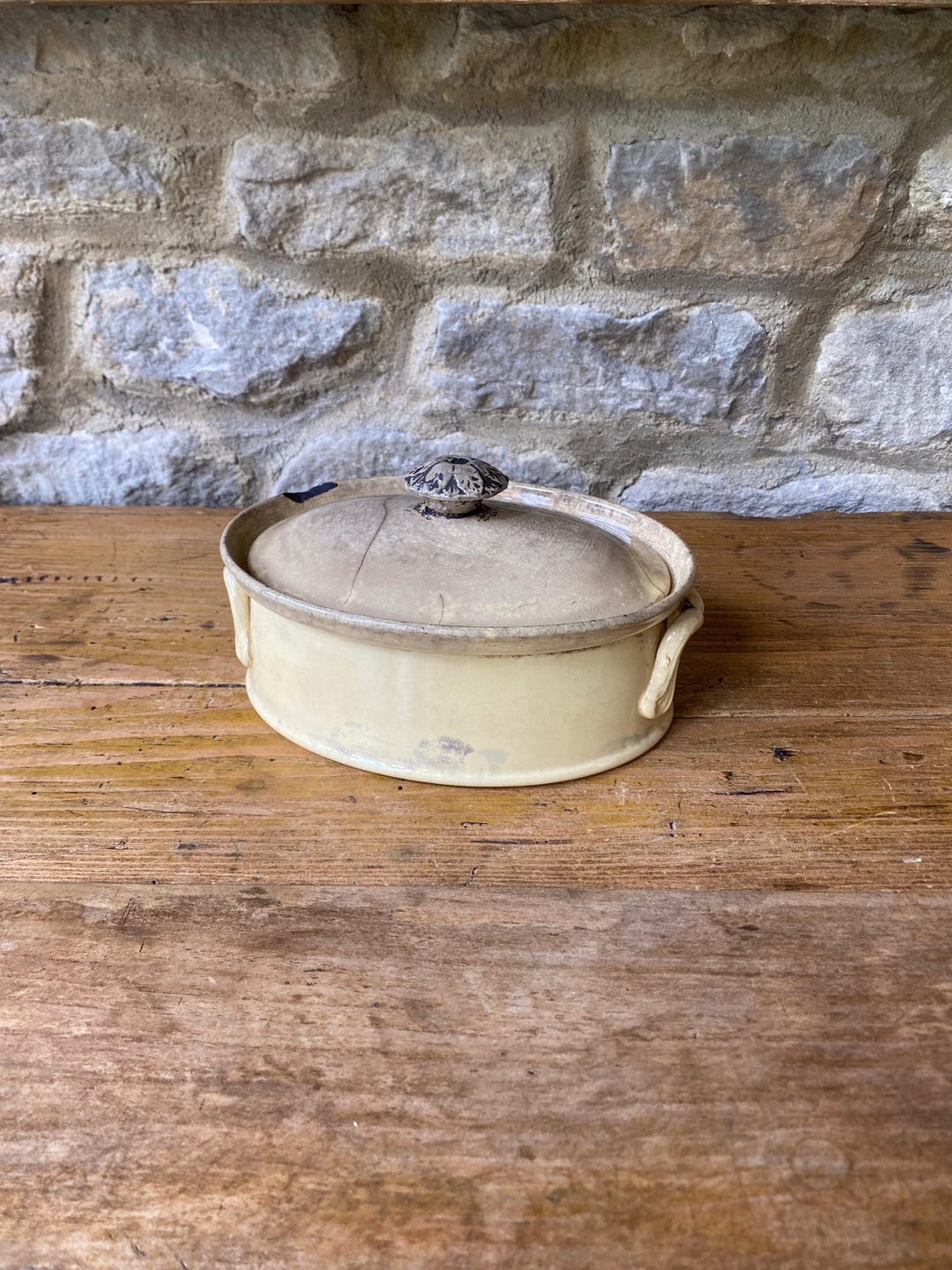 Antique French Stoneware Tureen: Oval Terrine Paté Dish, Farmhouse ...