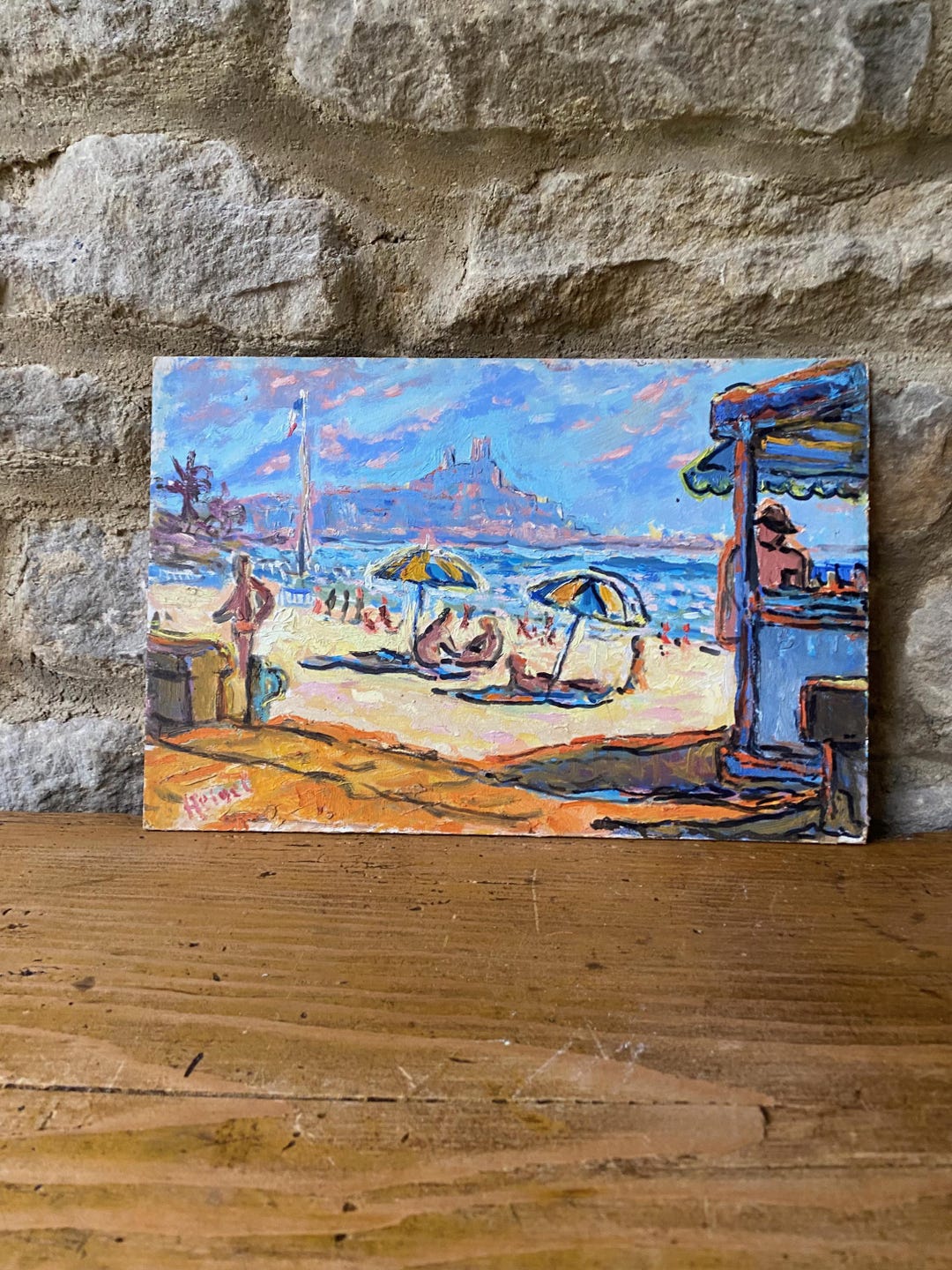 Oil on Carton, Sea Side Beach Scenery - Etsy