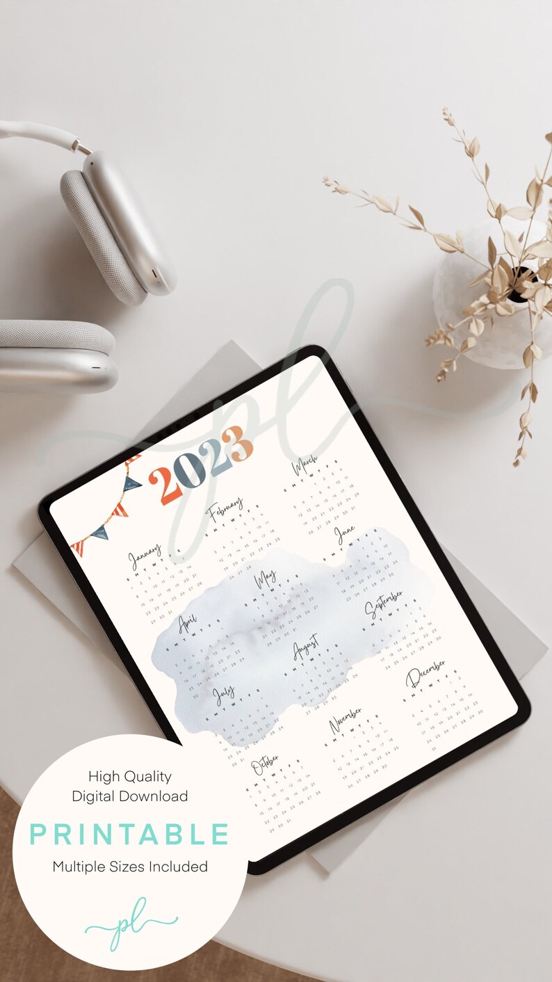 2023 Printable Calendar 2023 Year Calendar 12 Months on - Etsy