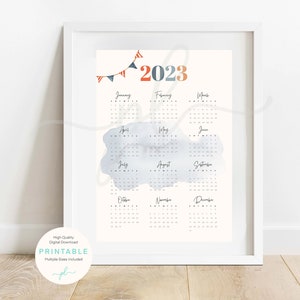 2023 Printable Calendar 2023 Year Calendar 12 Months on - Etsy