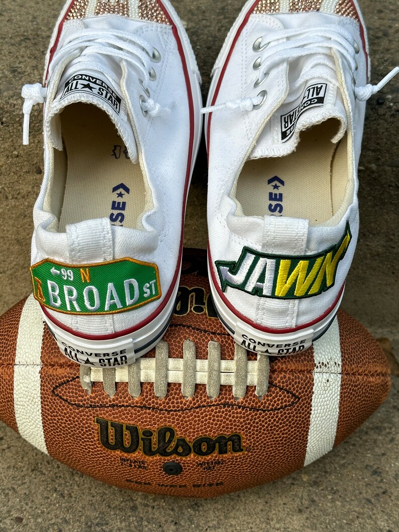 Custom Bling Converse- Philly Edition Size 8 - Etsy