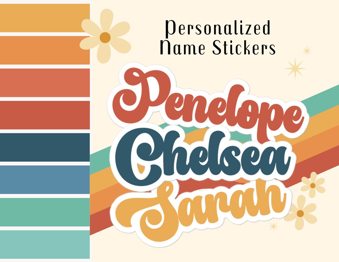 Custom Retro Name Sticker | Personalized Retro Name Sticker | Retro ...