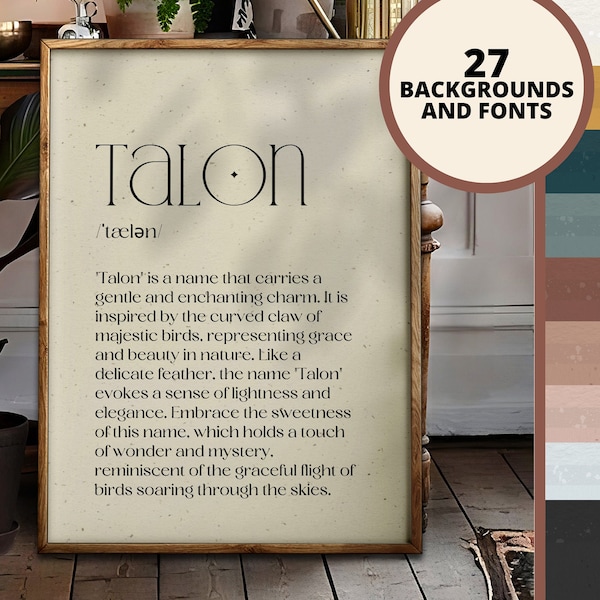 Print Name and Meaning - Etsy