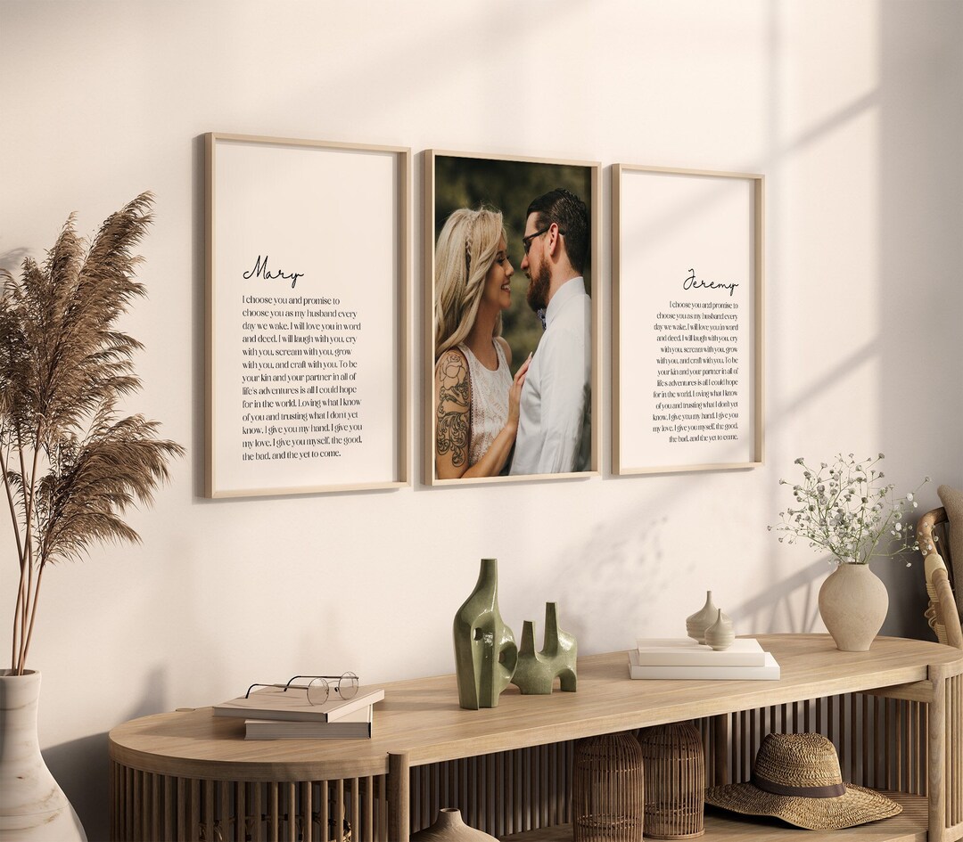Custom Wedding Vows Prints | Set of 3 | Custom Anniversary Gift for Him ...