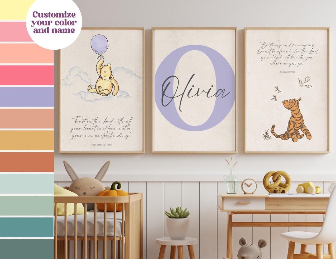 Custom Winnie the Pooh Nursery Prints: Personalized Bible Verse Wall ...