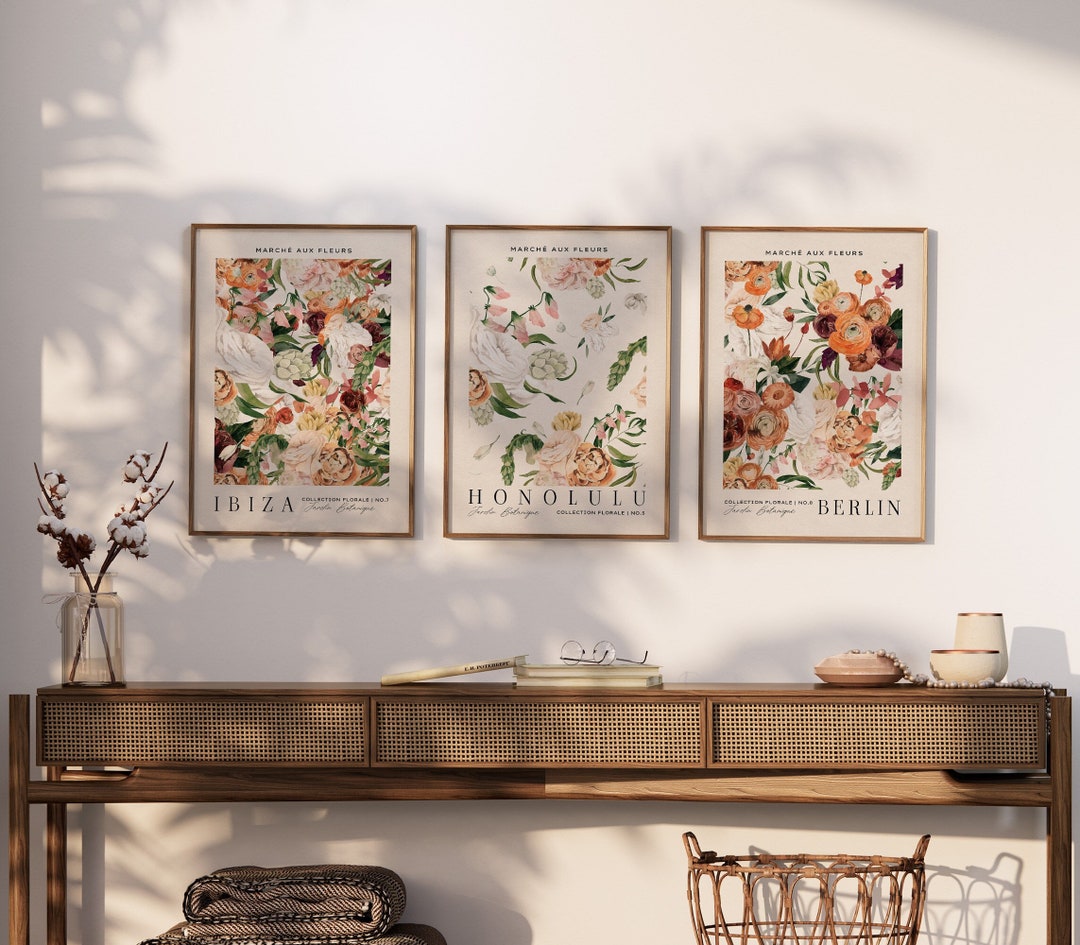 Flower Prints | Flower Market Set of 3 Prints | Botanical Print ...