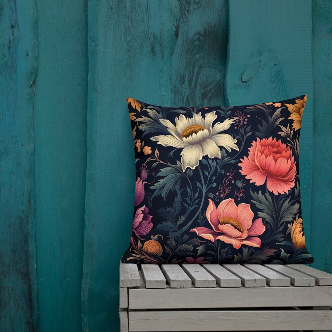 Dark Forest Botanical Pillow Forestcore Floral Botanical Throw Pillow ...