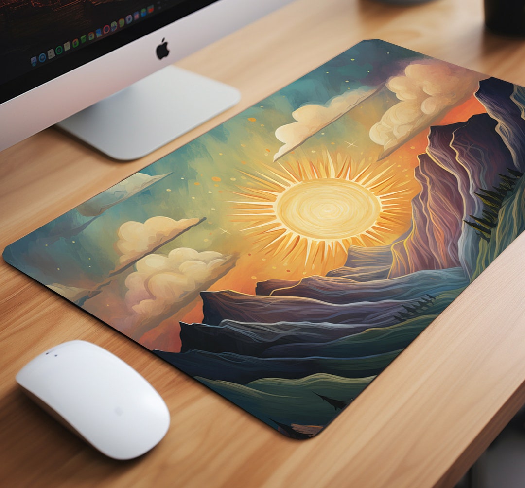 Whimsical Sunset Desk Mat Story Book Sunset Mousepad Dreamy Desk Mat ...