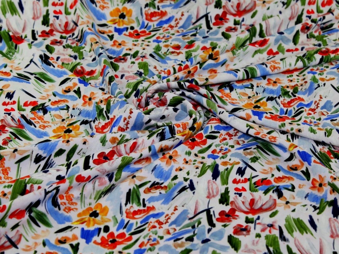 Minerva Exclusive Fragrant Field Viscose Challis Fabric - Multicoloured ...