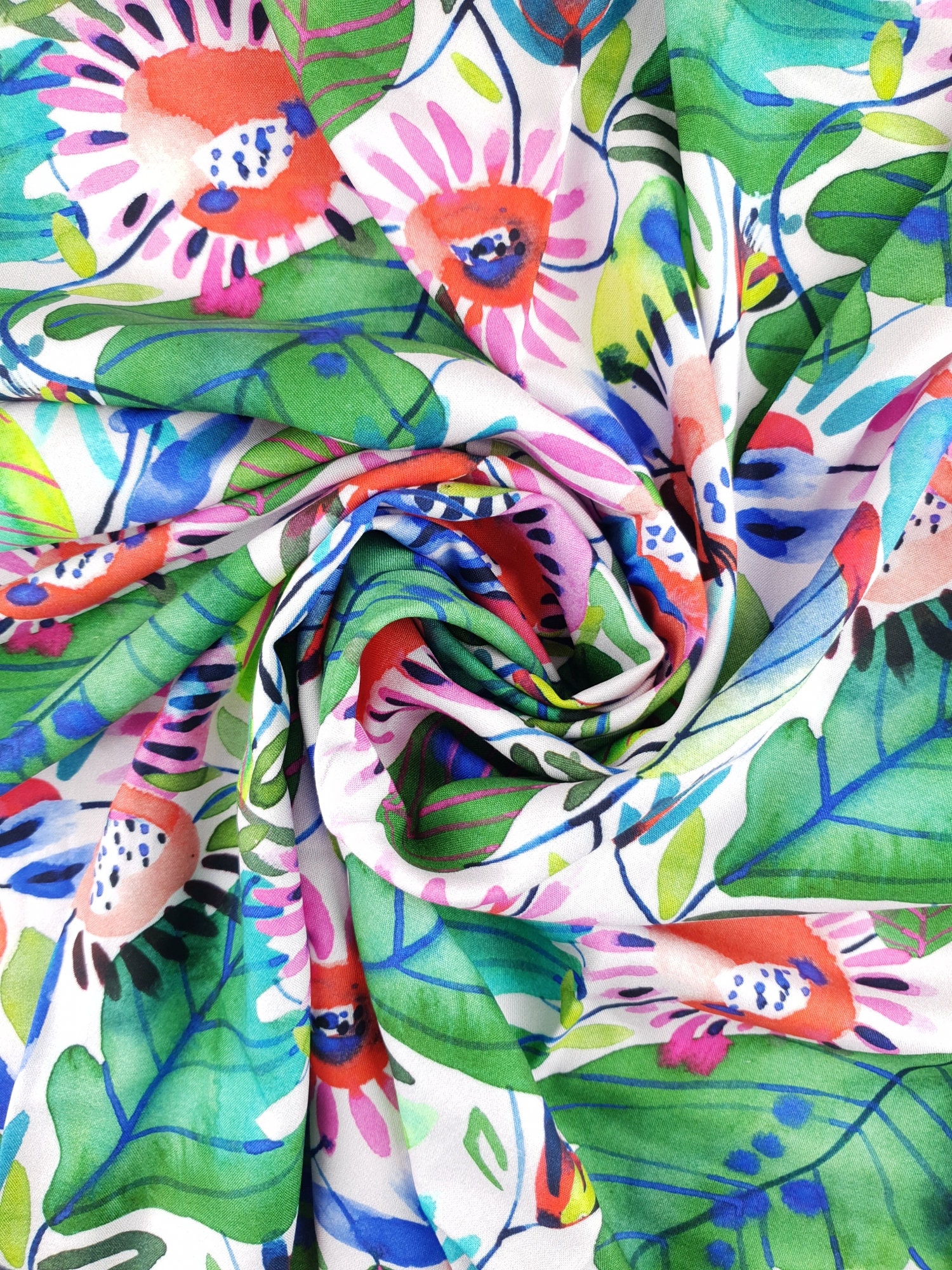 Minerva Exclusive Passionflower Prints Viscose Challis Fabric Abstract ...