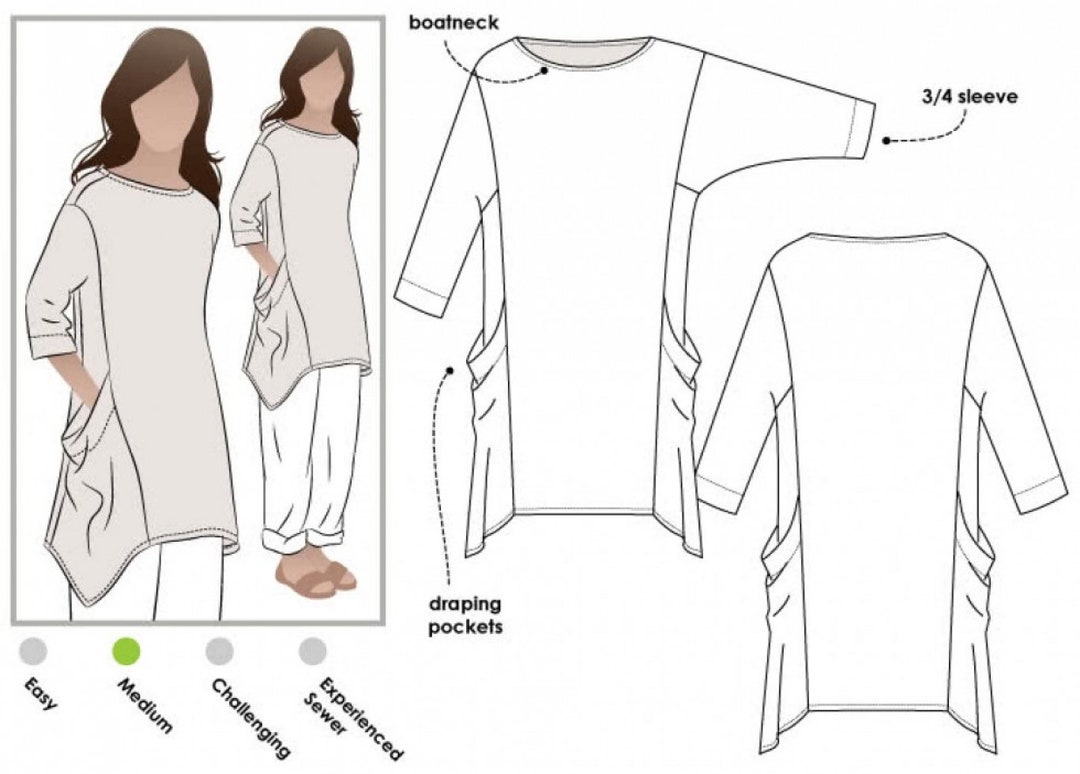 Style Arc Sewing Pattern Kaye Tunic Top Women - Etsy