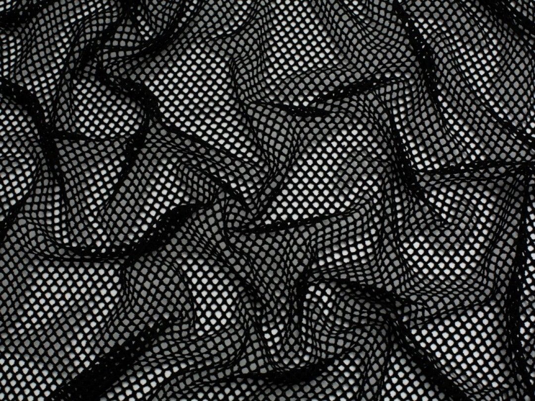 Minerva Core Range Fishnet Stretch Mesh Fabric - Black Plain Pattern ...