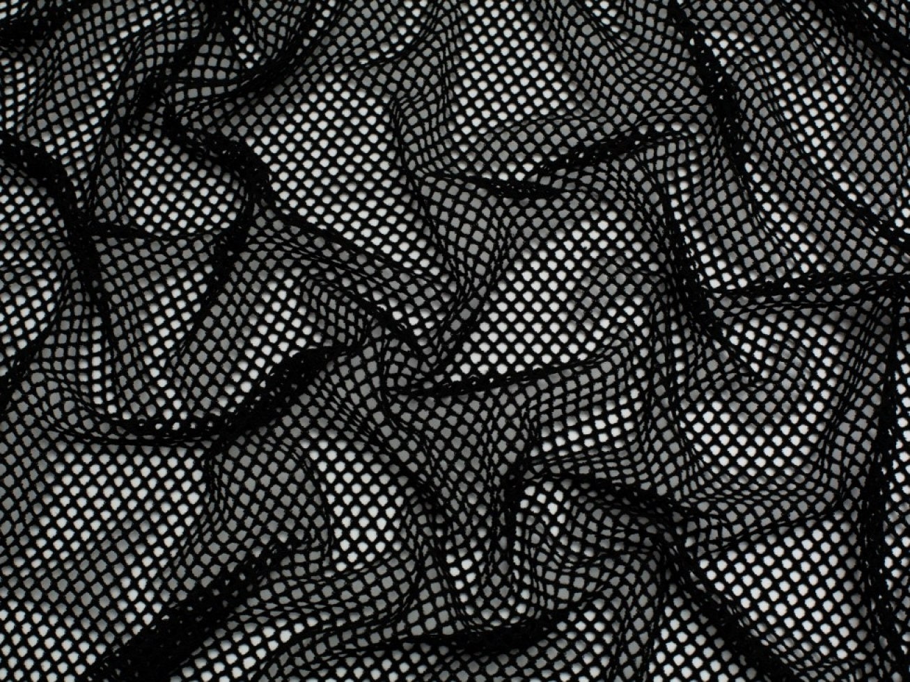 Minerva Core Range Fishnet Stretch Mesh Fabric Black Plain Pattern ...
