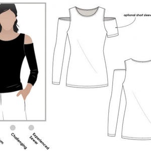 Style Arc Sewing Pattern Cold Shoulder Top Women - Etsy