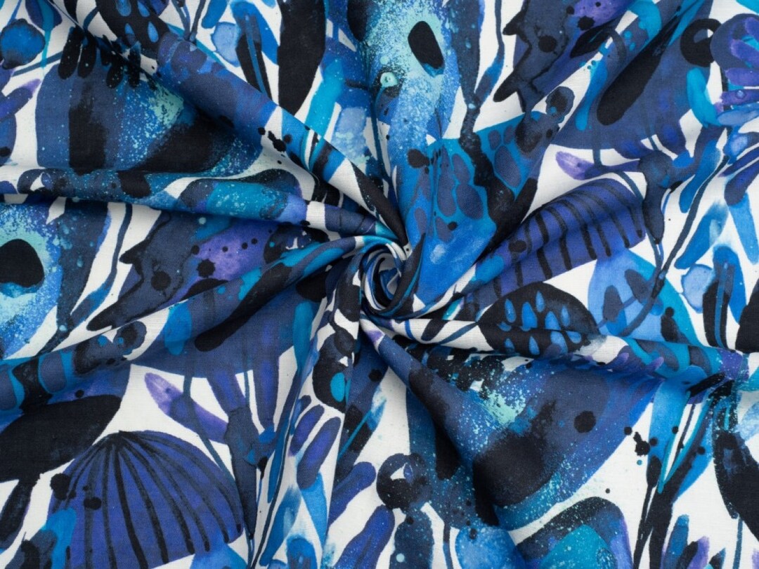 Linen Cotton Blend Fabric Minerva Exclusive Inky Grove Abstract ...