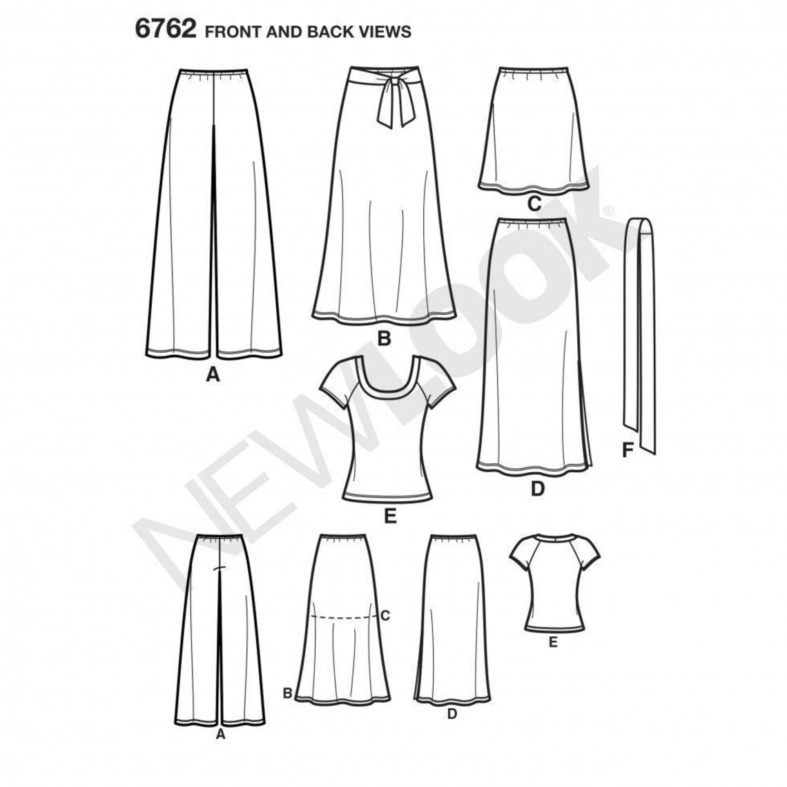 New Look Sewing Pattern 6762 Women XS-S-M-L-XL Trousers, Skirts, Tops ...