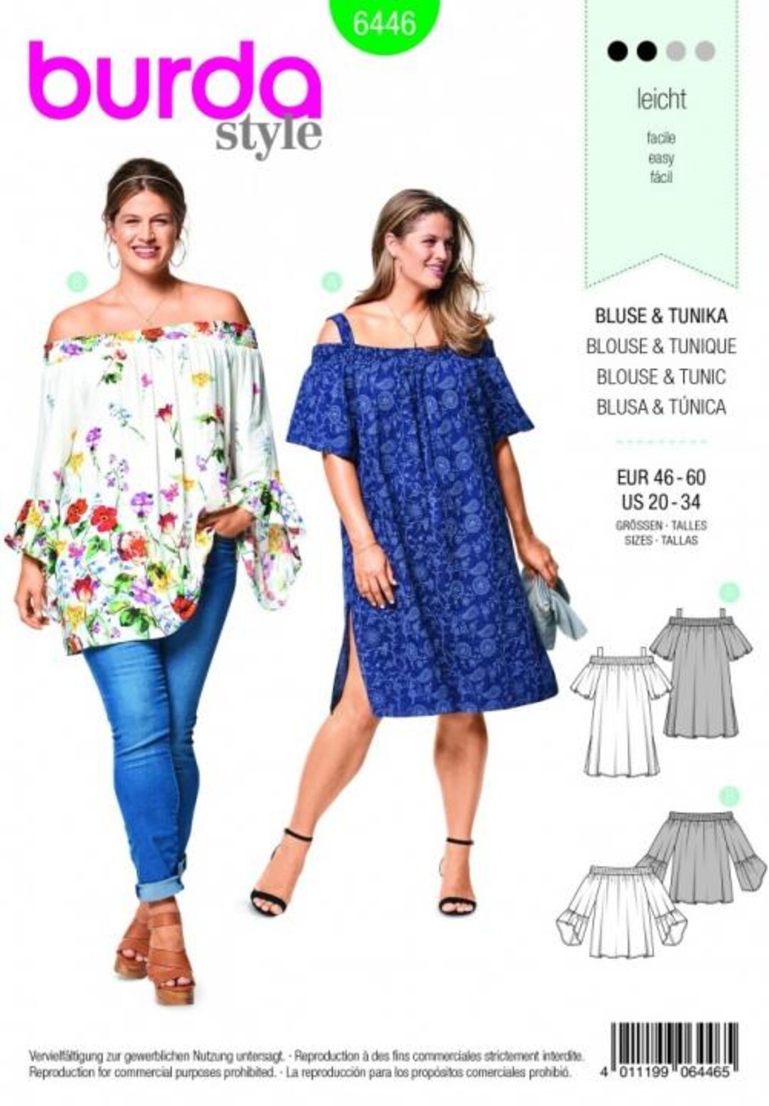 Burda Sewing Pattern 6446 Women 20-34 Tops, Tunics, Dresses - Etsy