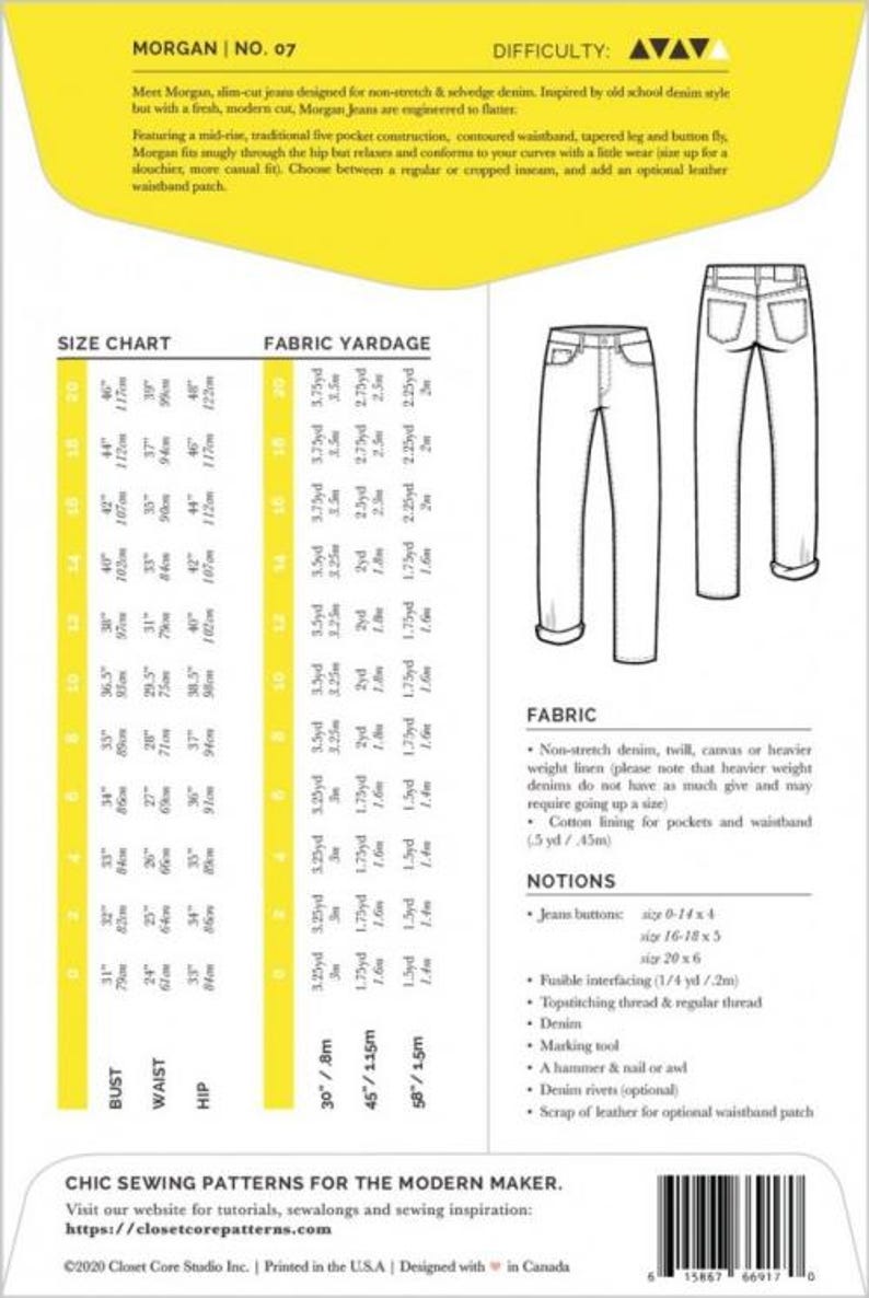 Closet Core Patterns Sewing Pattern Morgan Jeans Women 0-20 Trousers - Etsy