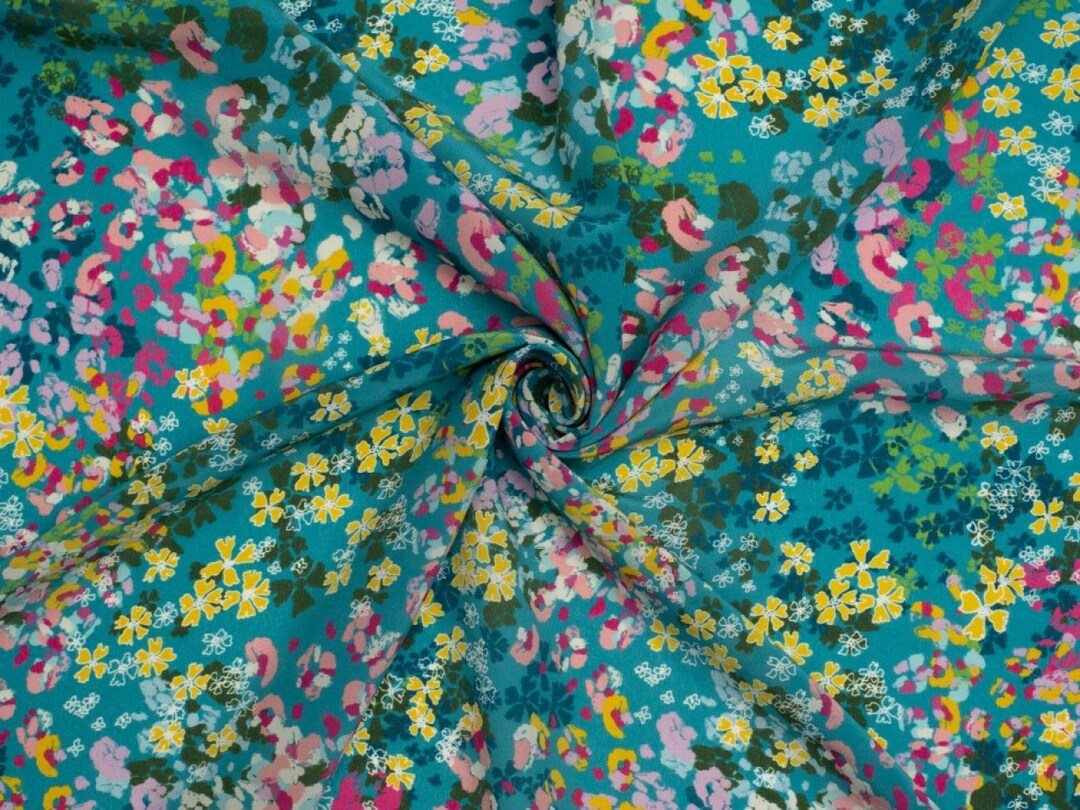 Silk Crepe De Chine Fabric - Minerva Exclusive Floral Exuberance ...