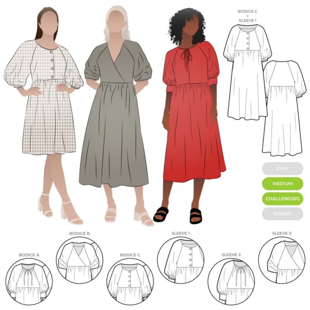 Style Arc Style Arc Sewing Pattern Hope Dress Extension Pack Women - Etsy