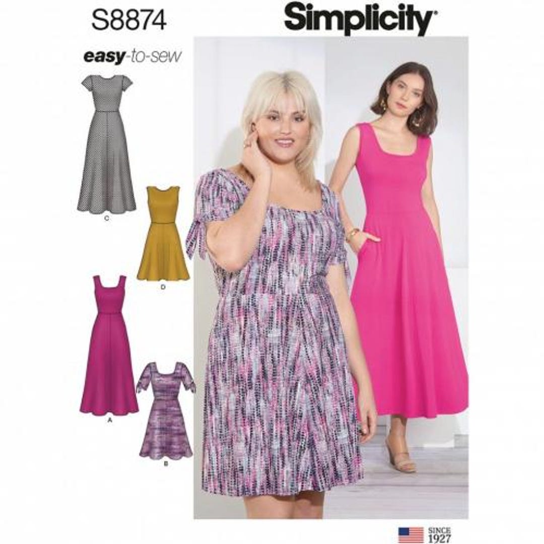 Simplicity Sewing Pattern 8874 Women Dresses Difficulty Intermediate - Etsy