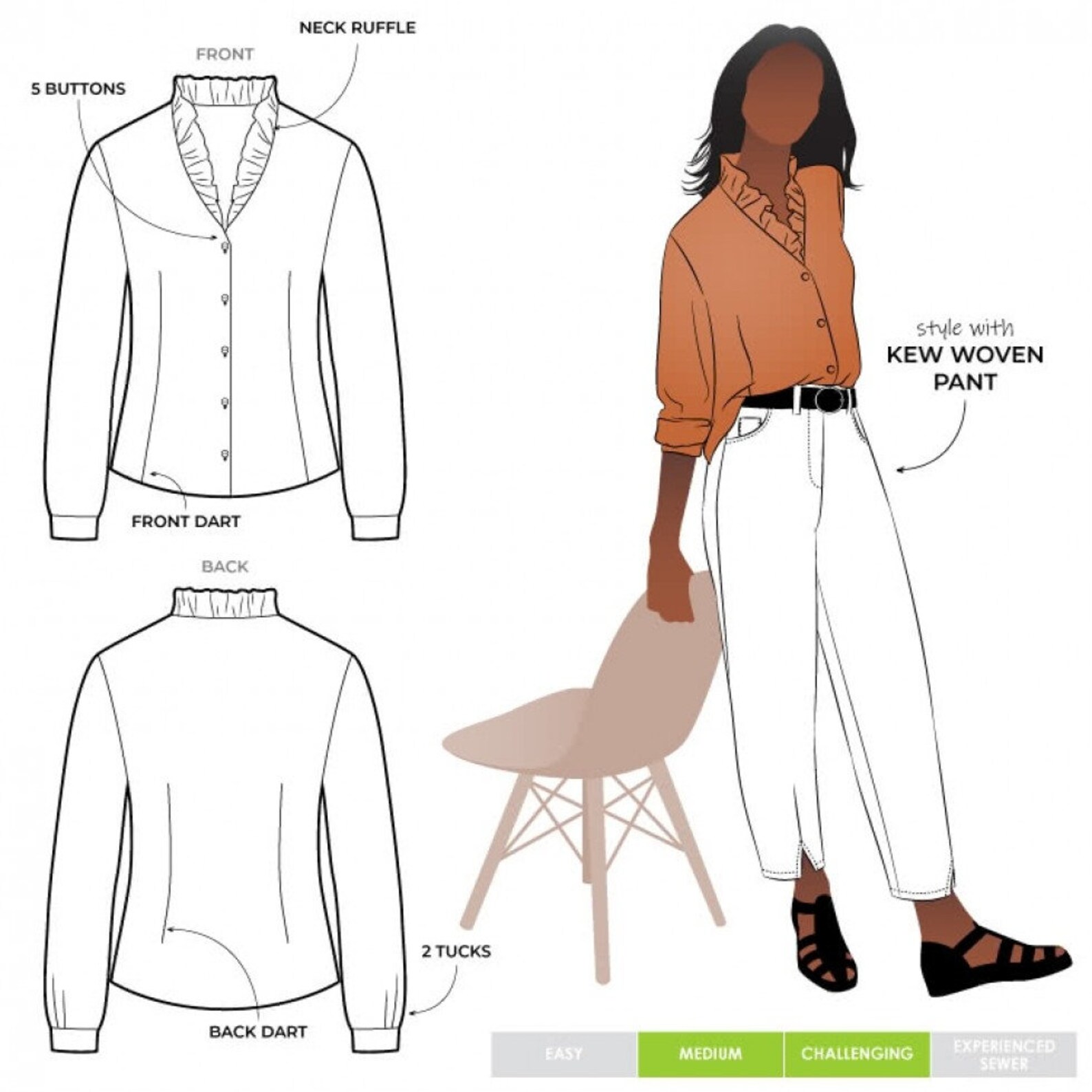 Style Arc Sewing Pattern Francesca Shirt Women - Etsy