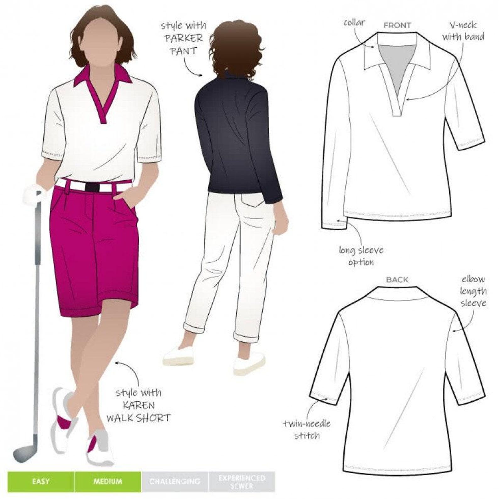 Style Arc Sewing Pattern Raph Knit Polo Top Women - Etsy