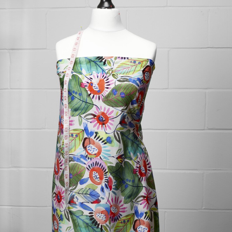 Minerva Exclusive Passionflower Prints Viscose Challis Fabric Abstract ...
