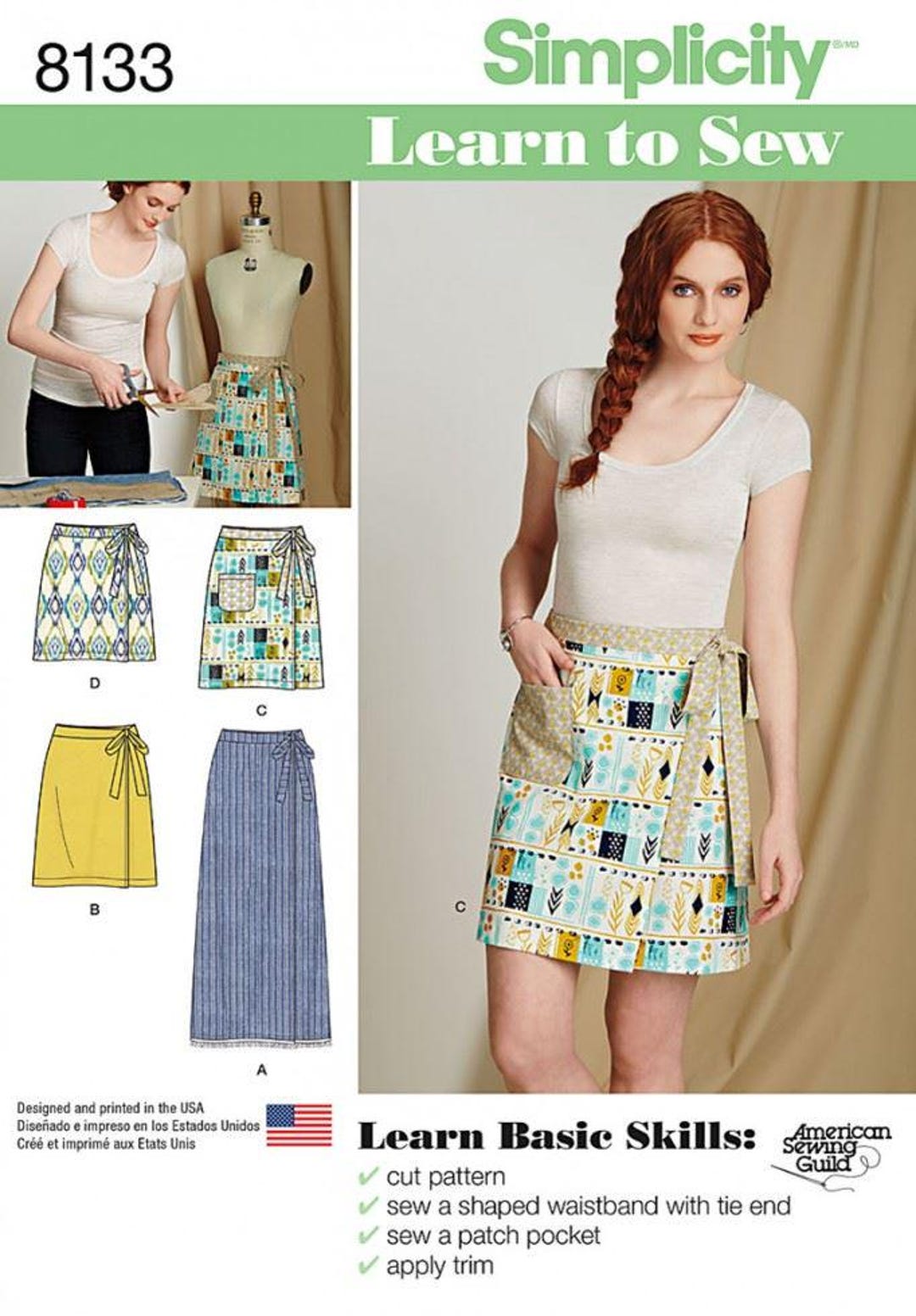 Simplicity 8133 A Skirt Sewing Pattern, Paper Dressmaking Pattern ...