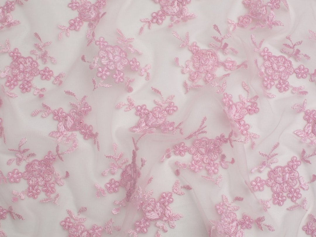 Minerva Core Palette Bestickter Tüll Spitzenstoff - Rosa Blumen Muster ...