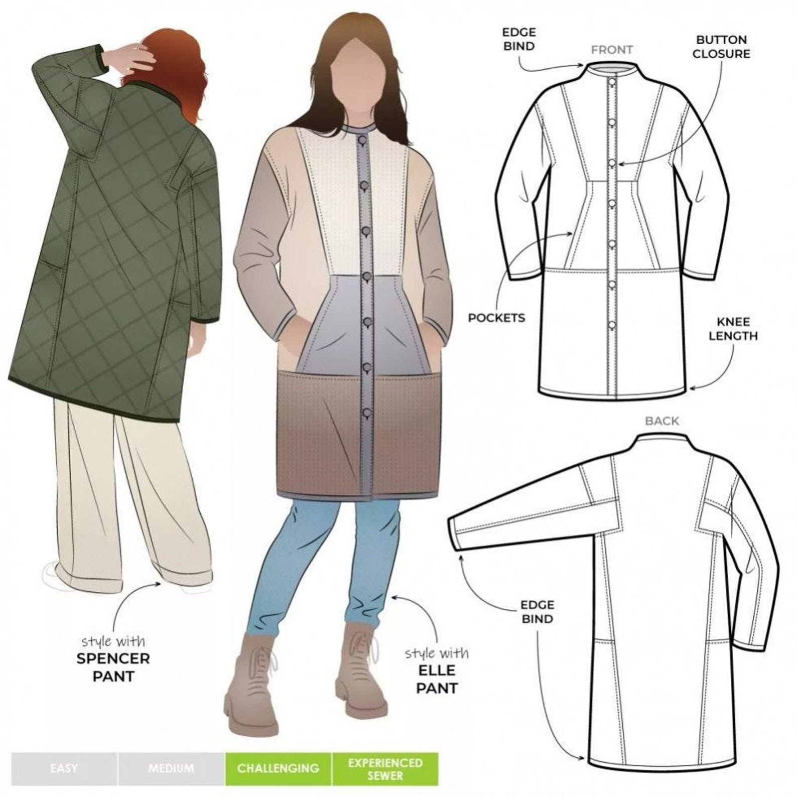 Style Arc Paper Sewing Pattern Hendrix Coat - Etsy
