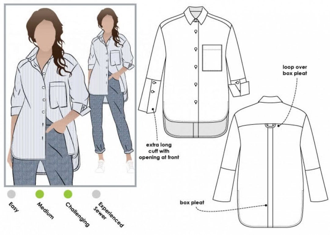 Style Arc Sewing Pattern Lauren Boyfriend Shirt Women - Etsy