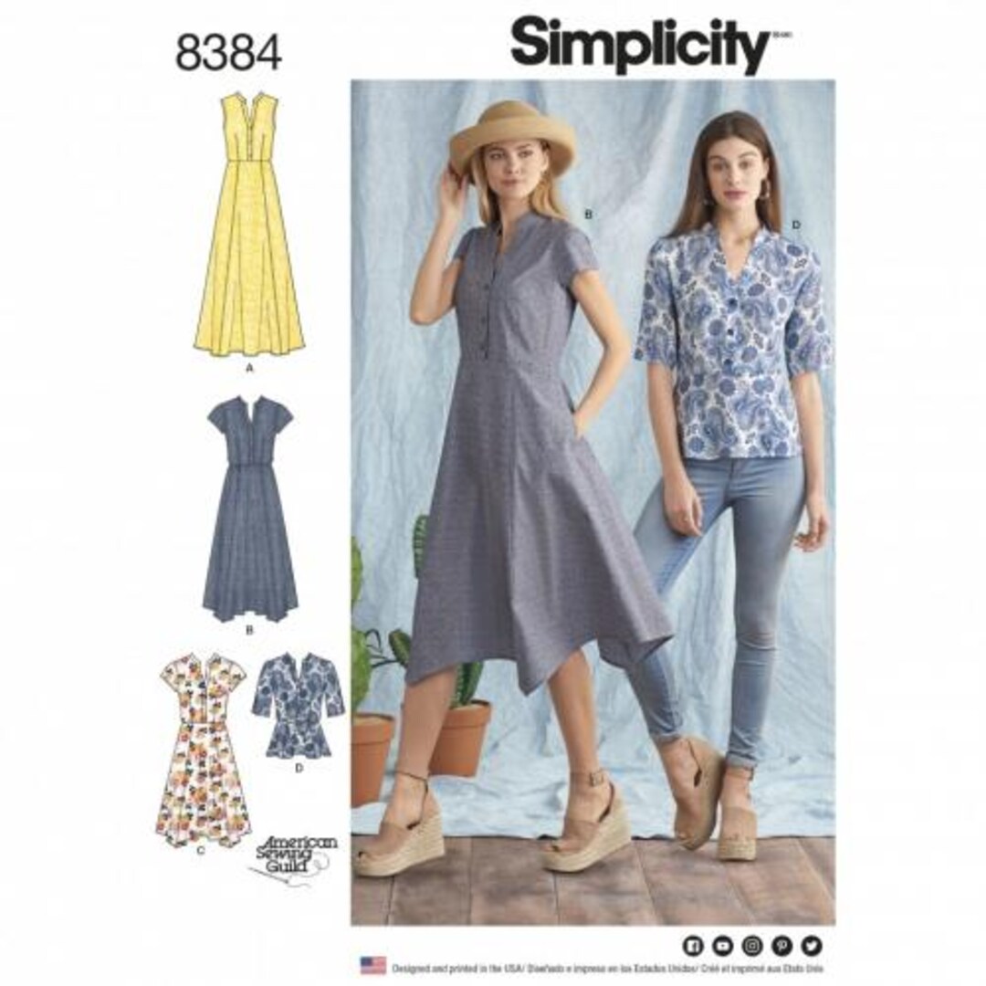 Simplicity Sewing Pattern 8384 Women Dresses, Tops Difficulty Intermediate - Etsy