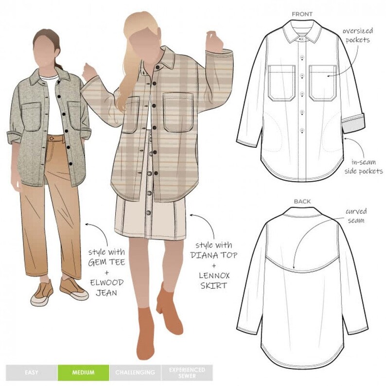 Style Arc Sewing Pattern Logan Shacket Women - Etsy