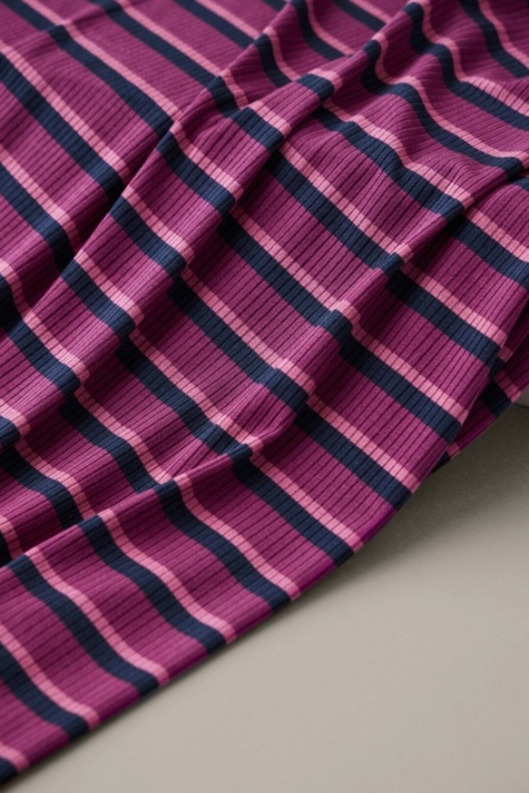 Derby Stripe Tencel Modal Rib Stretch Knit Fabric - Cherry Stripes ...