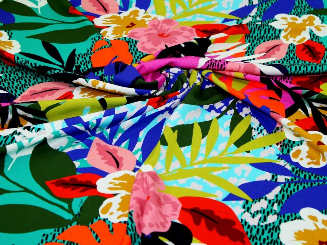 Minerva Exclusive Vibrant Tropics Viscose Challis Fabric ...