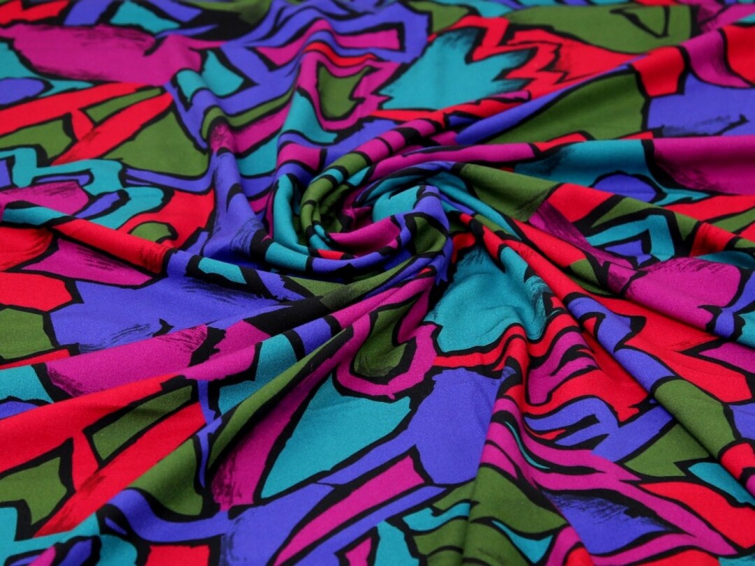 Minerva Exclusive Arcane Art Viscose Challis Fabric - Ruby Abstract ...