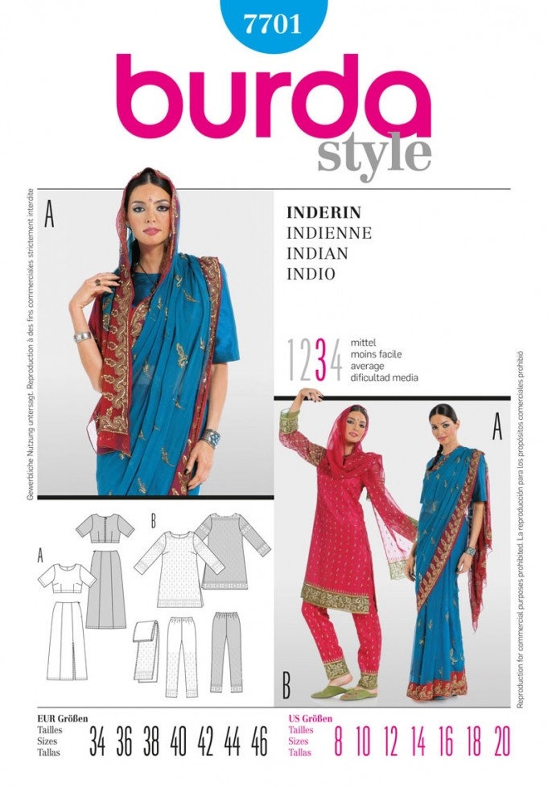 Burda Sewing Pattern 7701 Women Sizes: 8-20 - Etsy