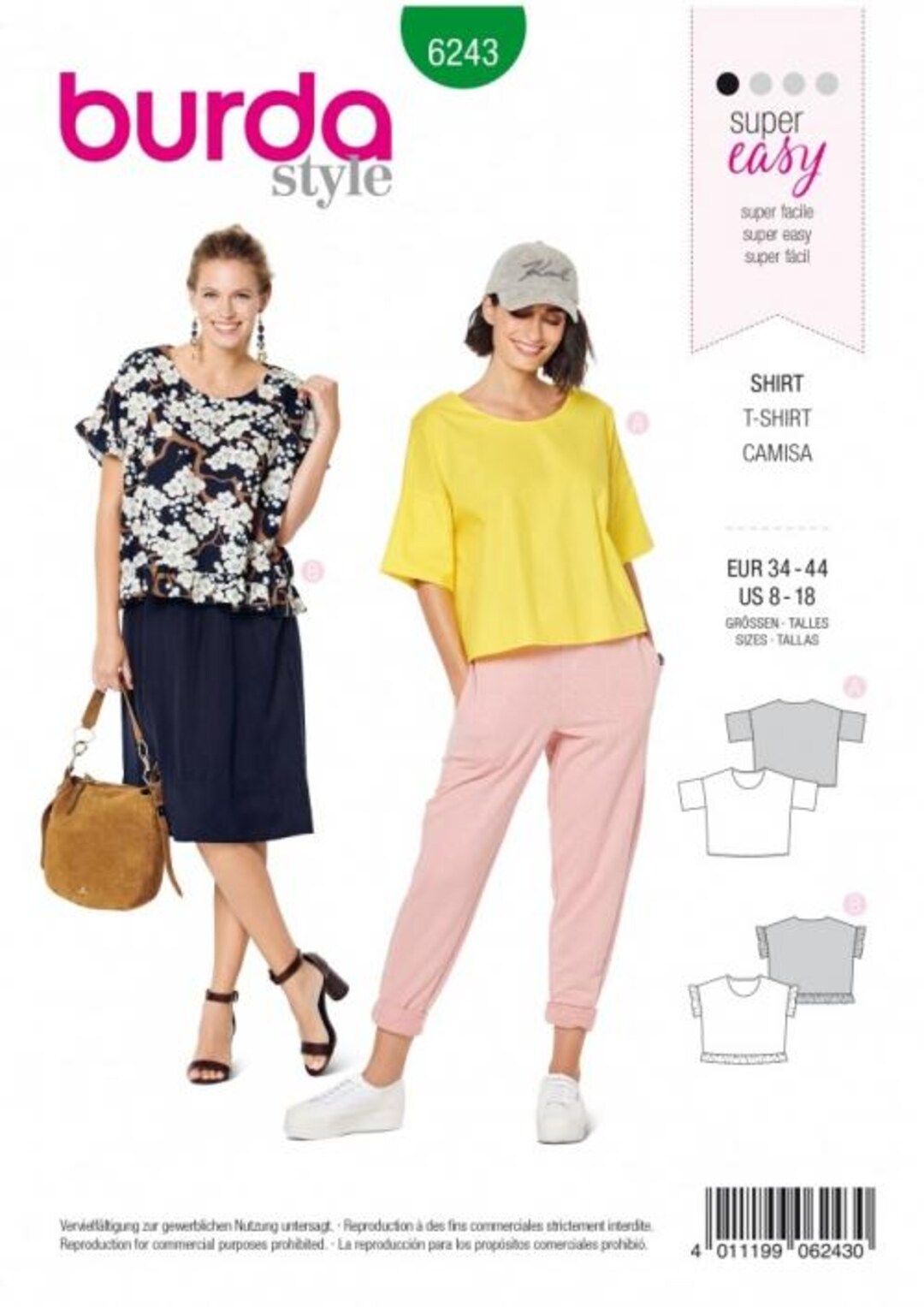 Burda Sewing Pattern 6243 Women Sizes 8-18 Tops - Etsy