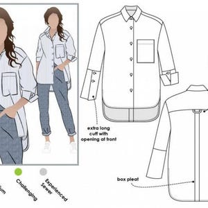 Style Arc Sewing Pattern Lauren Boyfriend Shirt Women - Etsy