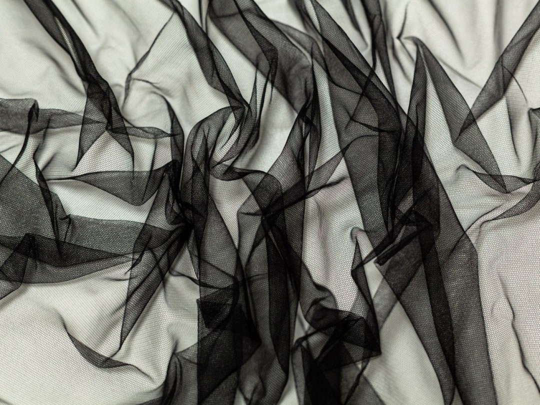 Minerva Core Range Dolce Vita Soft Italian Tulle Fabric - Black Plain ...