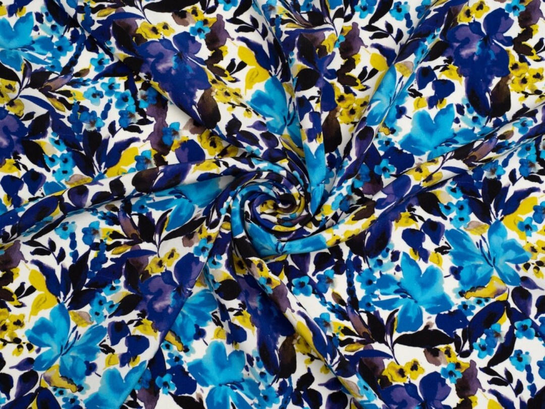 Silk Stretch Woven Crepe Fabric - Minerva Exclusive Blossom Lane ...