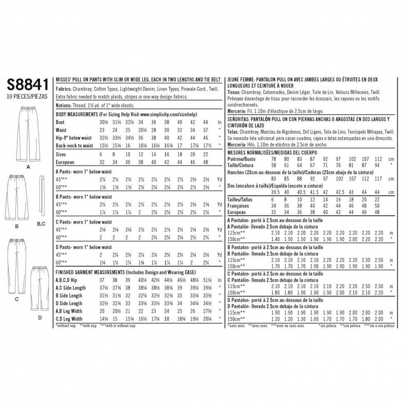 Simplicity Sewing Pattern 8841 Women - Etsy