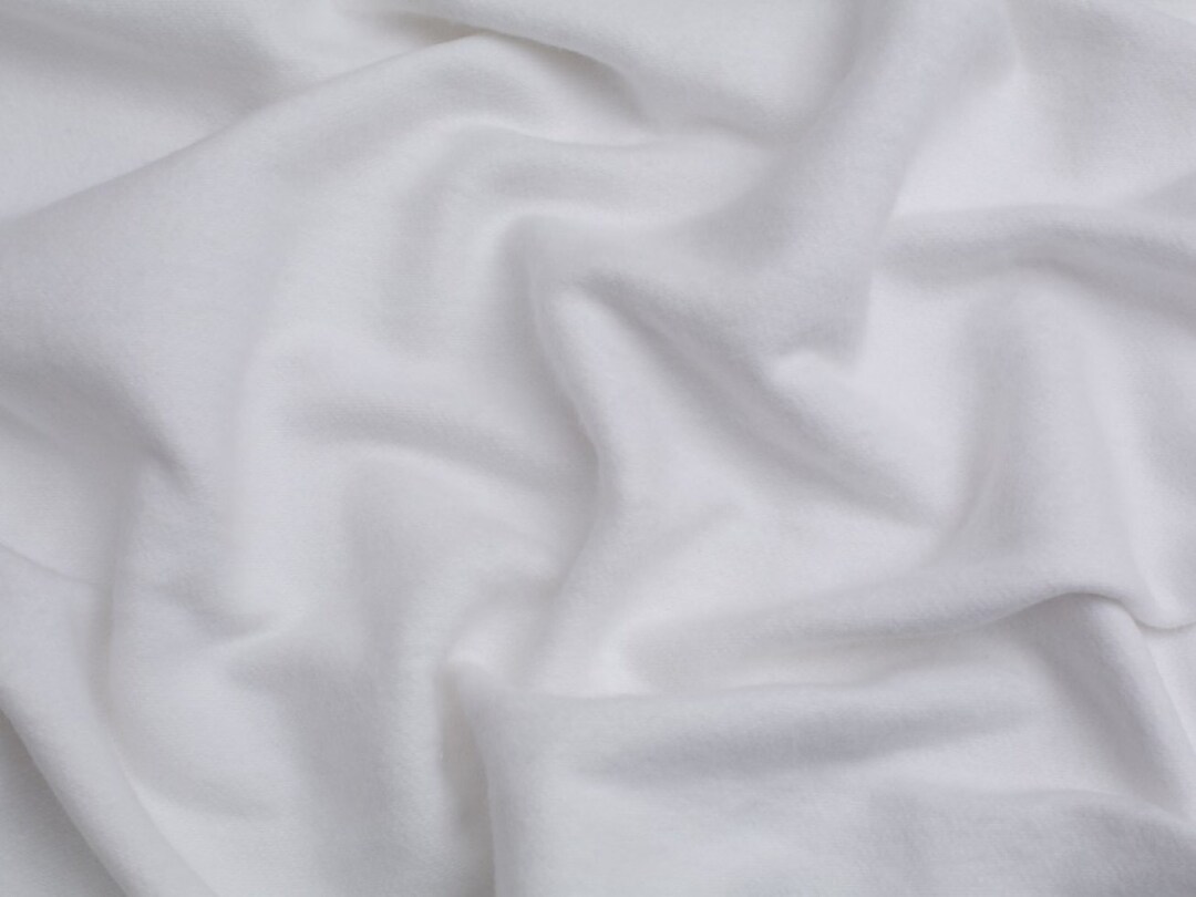 Minerva Core Range Heavy Cotton Flannel Fabric - White Plain Pattern ...