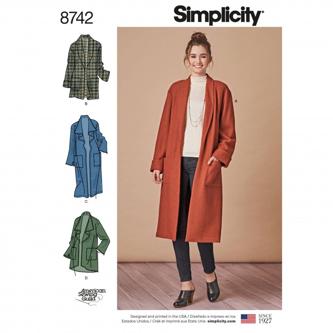 Simplicity Sewing Pattern 8742 Women A (XS-S-M-L-XL) Cardigans, Coats ...